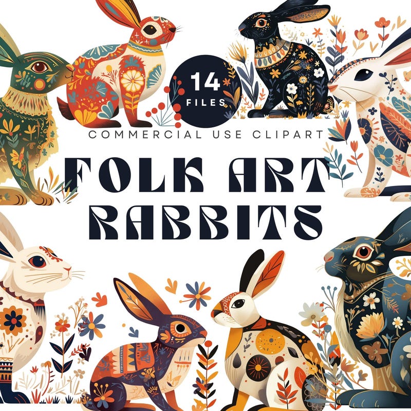 Folk Art Easter Clip Art - Etsy