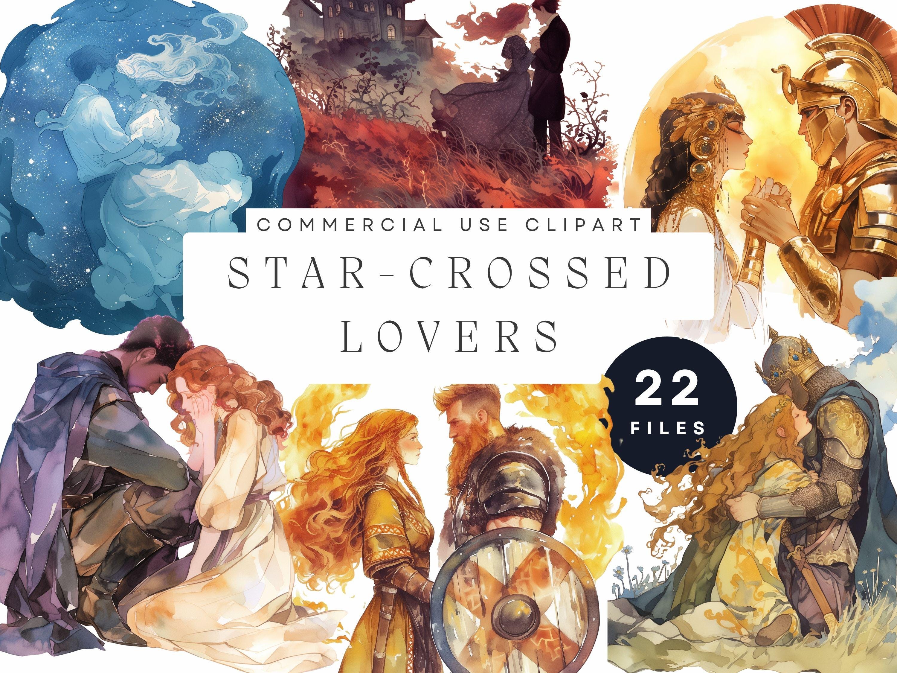 Star-crossed Lovers Clipart, Watercolor Romance Illustrations (digital ...