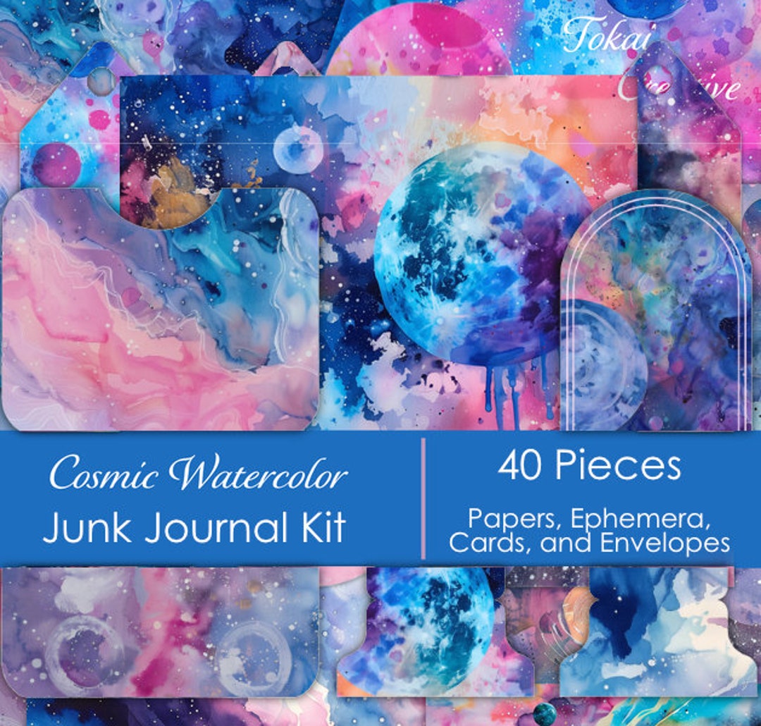 Cosmic Watercolor Junk Journal FULL KIT, Printable Journal Pages ...