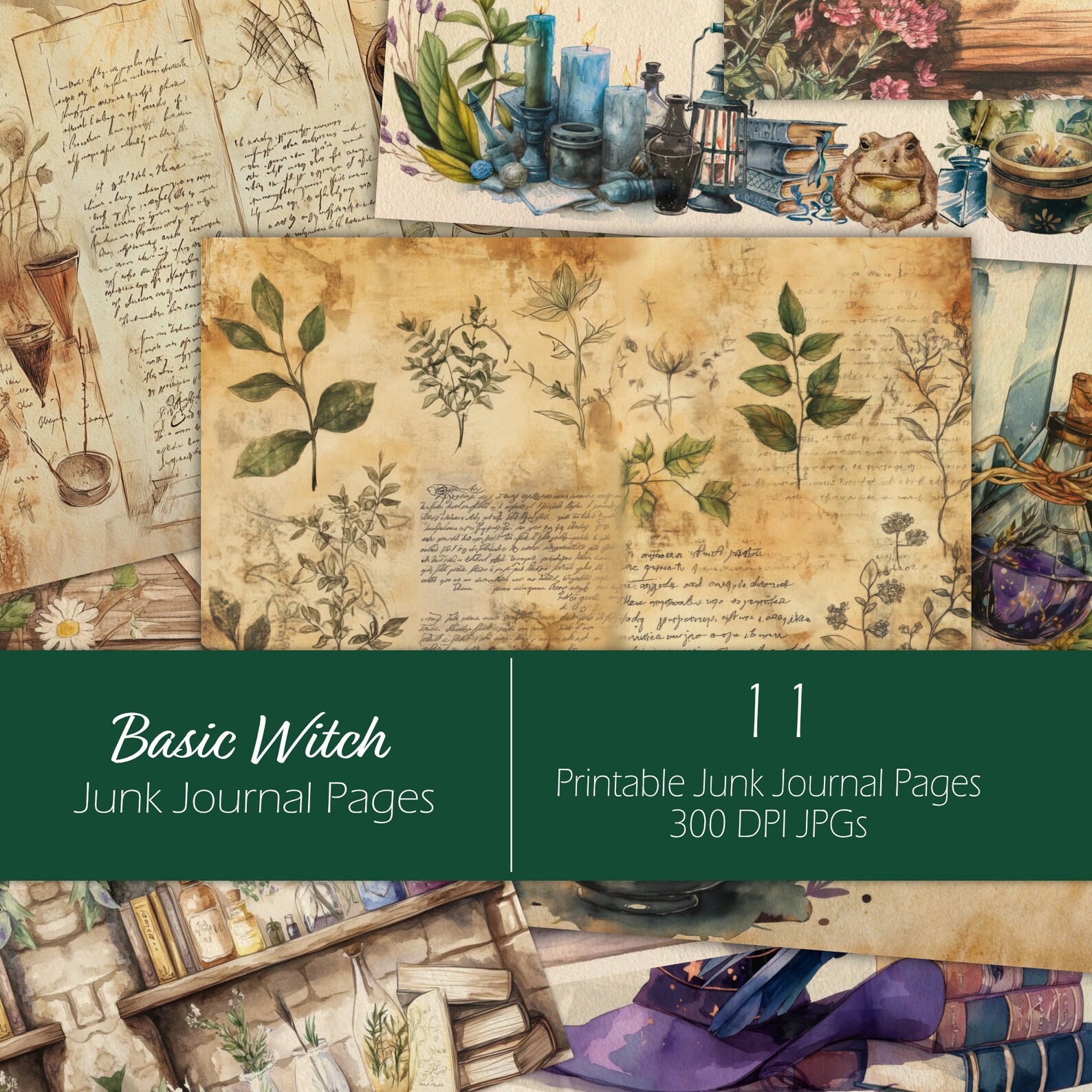 Basic Witch Junk Journal Pages, Printable Journal Pages, Unlined Pages ...
