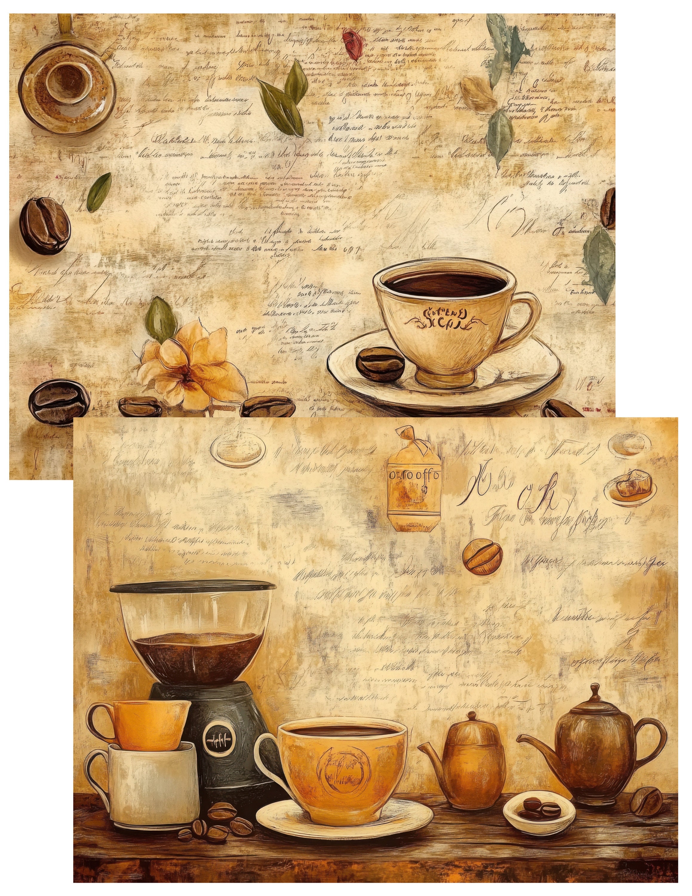 Coffee Shop Junk Journal Paper, Coffee, Latte, Cozy, Warm Colors ...