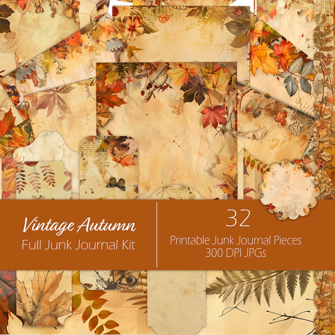Vintage Autumn/fall Junk Journal FULL KIT, Pages, Envelopes, Pockets ...