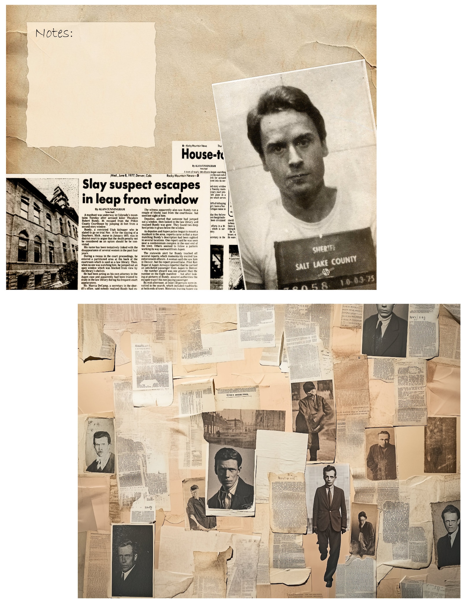 True Crime Junk Journal Pages, Printable Journal Pages, Unlined Pages ...