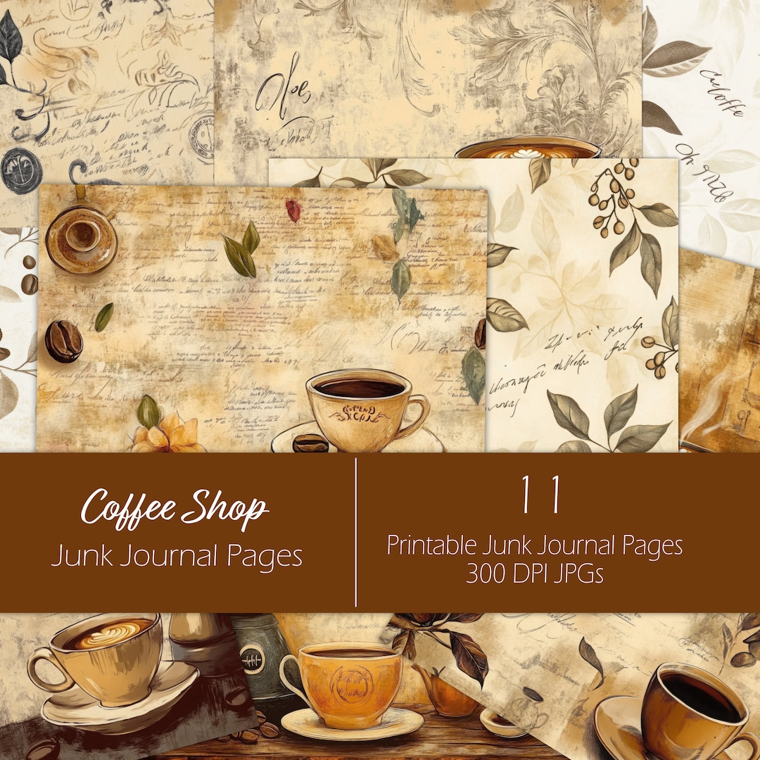 Coffee Shop Junk Journal Paper, Coffee, Latte, Cozy, Warm Colors ...
