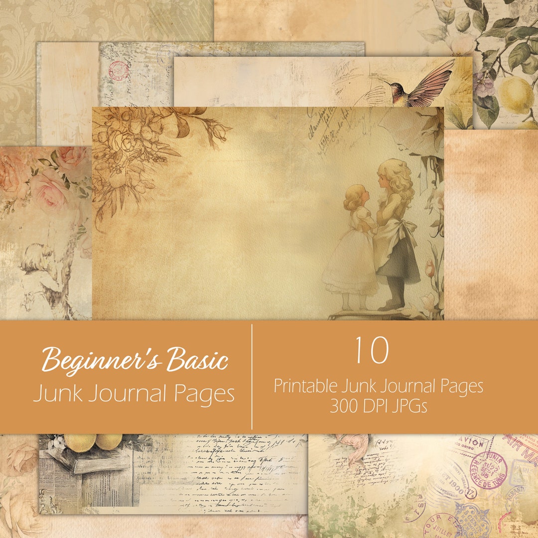 Beginner's Basic Junk Journal Pages, Printable Journal Pages, Unlined ...