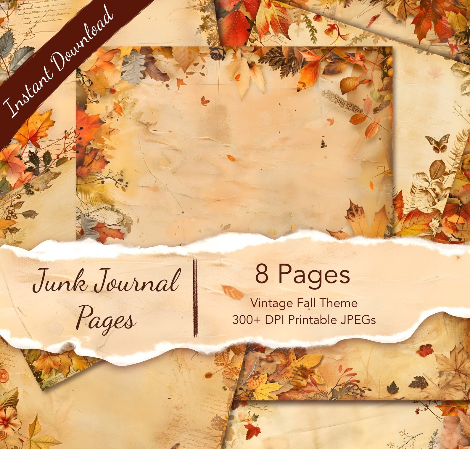 Vintage Autumn/fall Junk Journal Pages, Printable Journal Pages ...