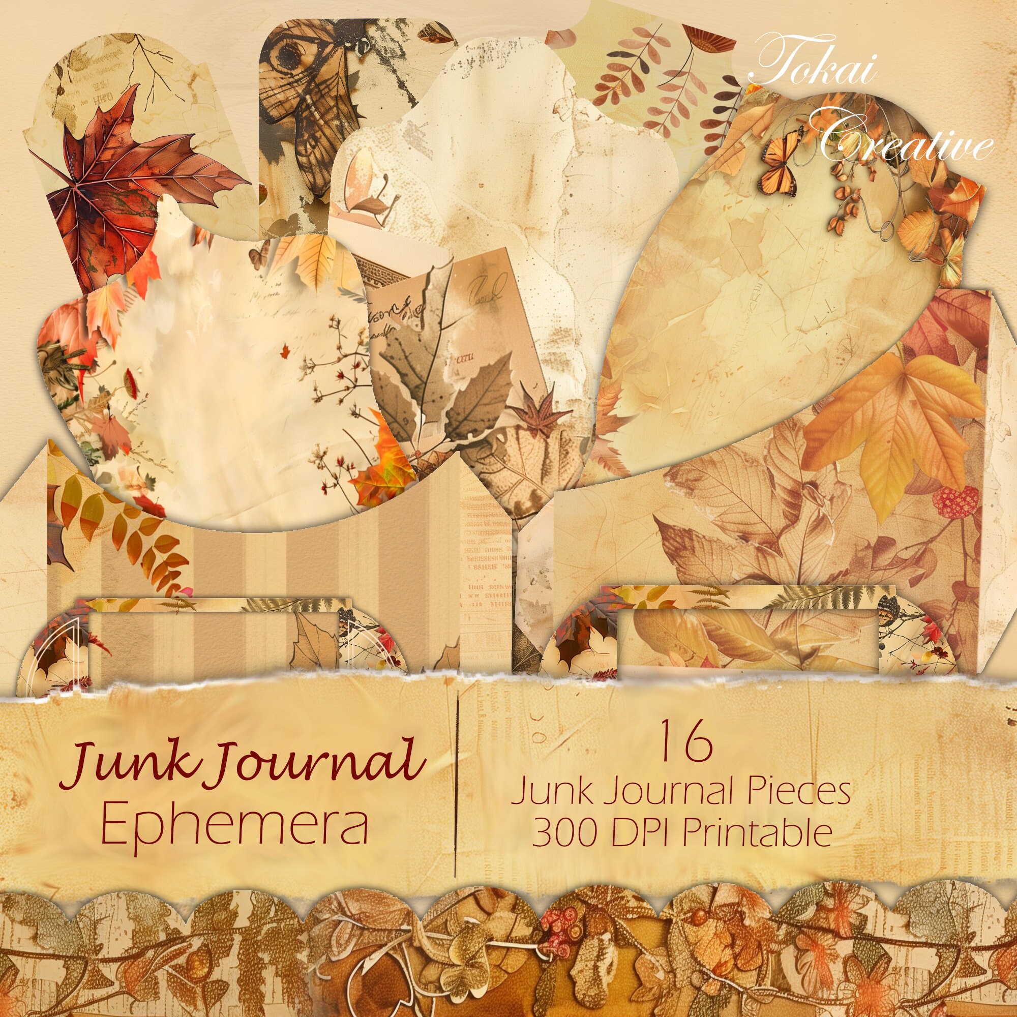 Vintage Autumn/fall Junk Journal Tags, Bookmarks, Pockets, Ephemera ...