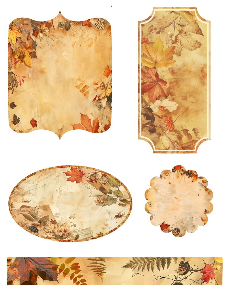 Vintage Autumn/fall Junk Journal Tags, Bookmarks, Pockets, Ephemera ...