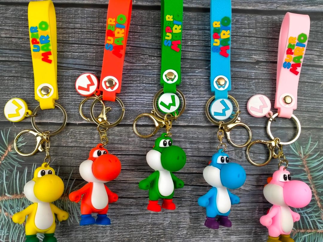 Super Mario Mario Bros Keychain Mario Dinosaur Keychain Silicone ...