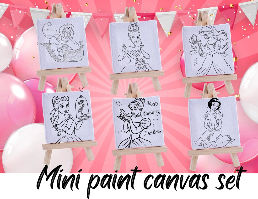 Custom Disney Princess Theme Mini Paint Canvas - Etsy