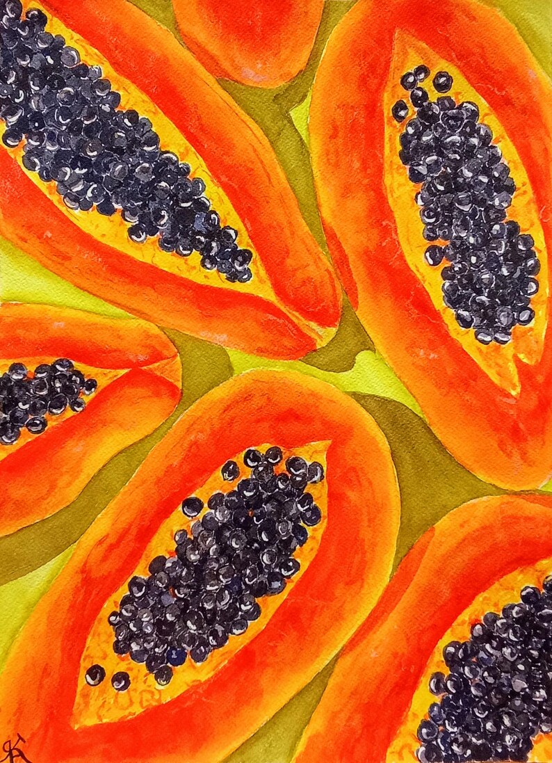 Papayas, Fruit Watercolor and Paper, Hand Made - Etsy