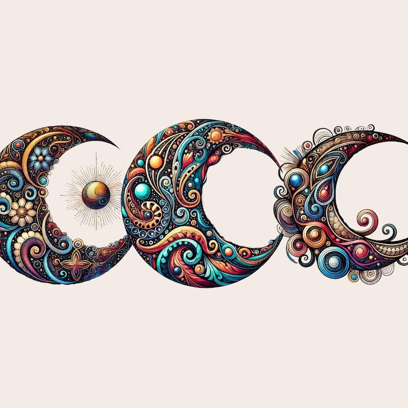 Celestial Whimsy PNG Vibrant Boho Crescent Moon Clipart Mystical Cosmic Art Digital Download for ...