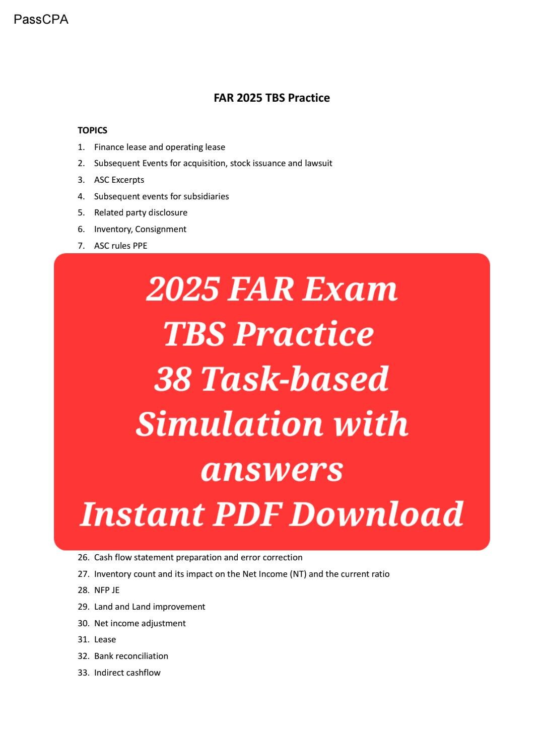 2025 FAR Exam TBS Practice Set | 38 Task-based Simulations With Answers ...