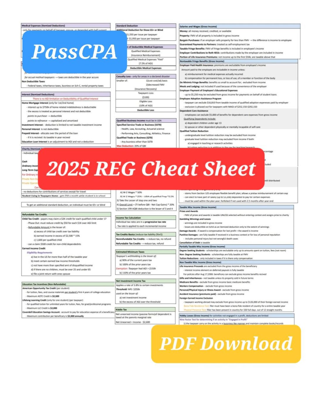 2025 AICPA - REG Cheat Sheet - Etsy
