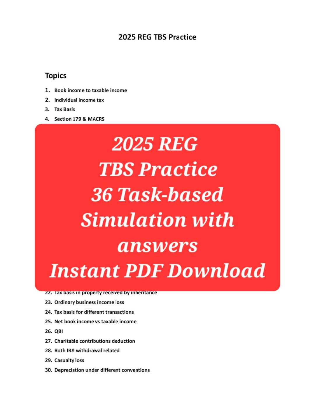 2025 REG Exam TBS Practice Set | 36 Task-based Simulations With Answers ...
