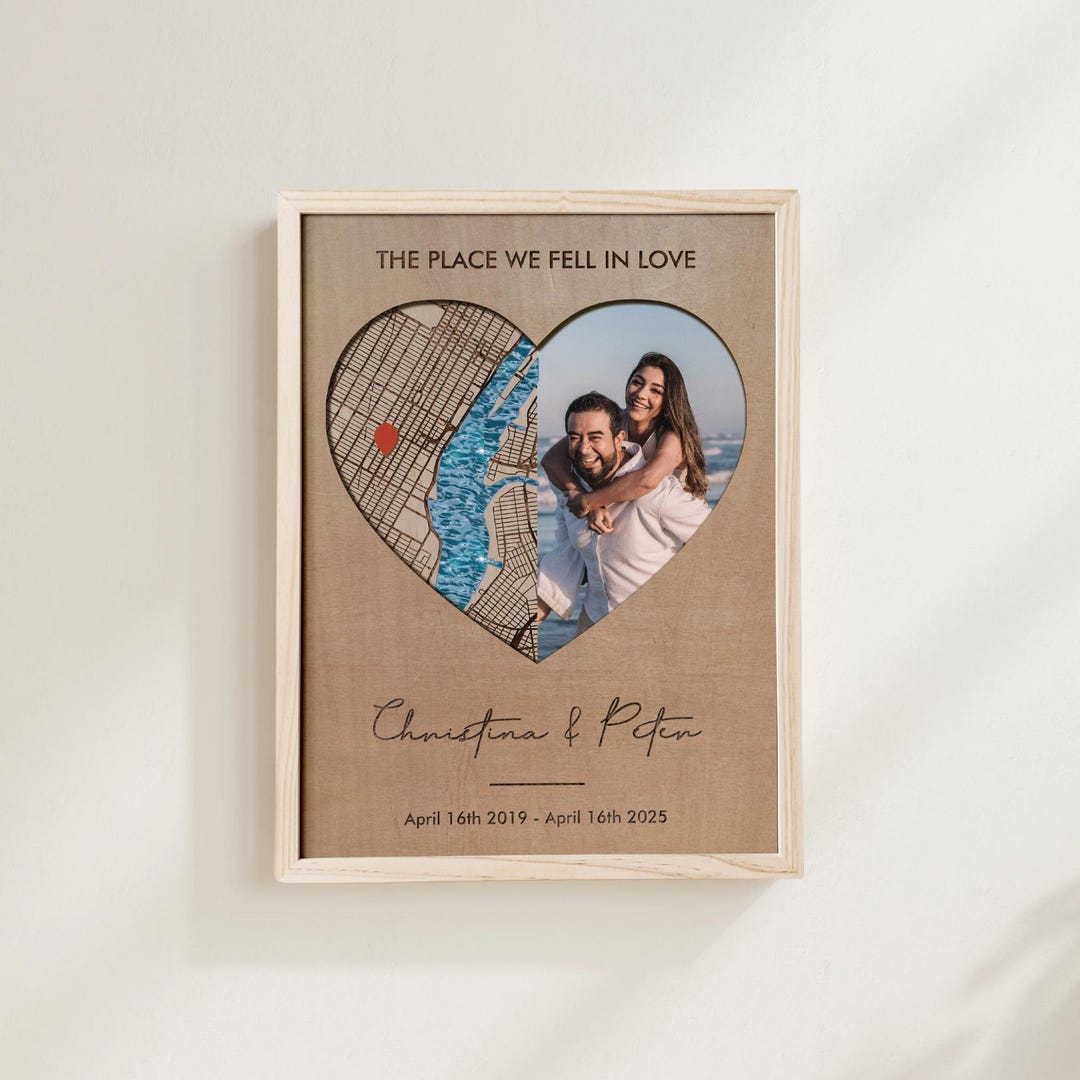 Personalized Location Map With Photo, First Date Location for Couple ...