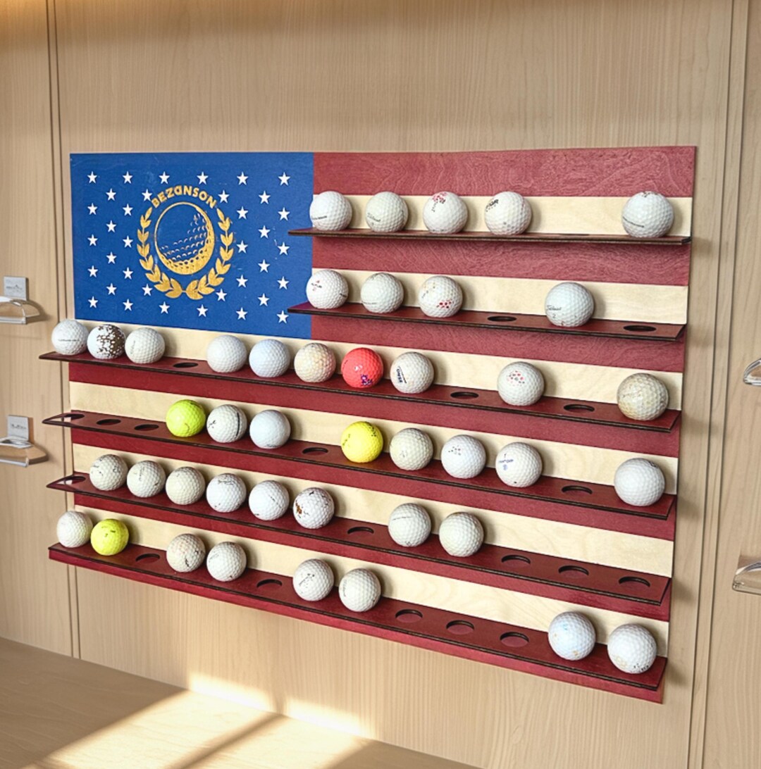 Personalized Golf Ball Display Shelf in US Flag Shape, Golf Course Art ...
