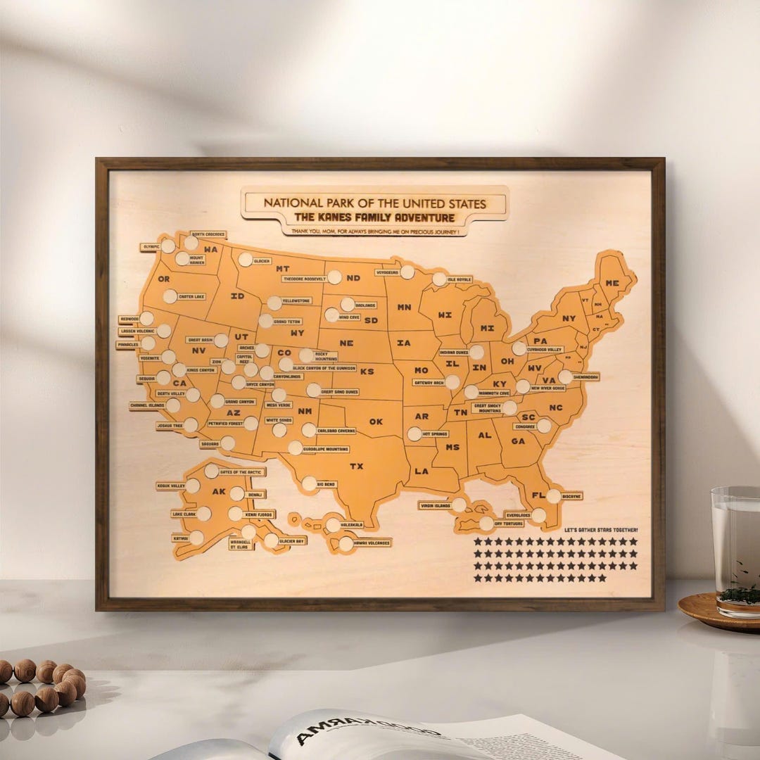 Engraved Custom National Parks Map - National Parks Wall Art, National ...