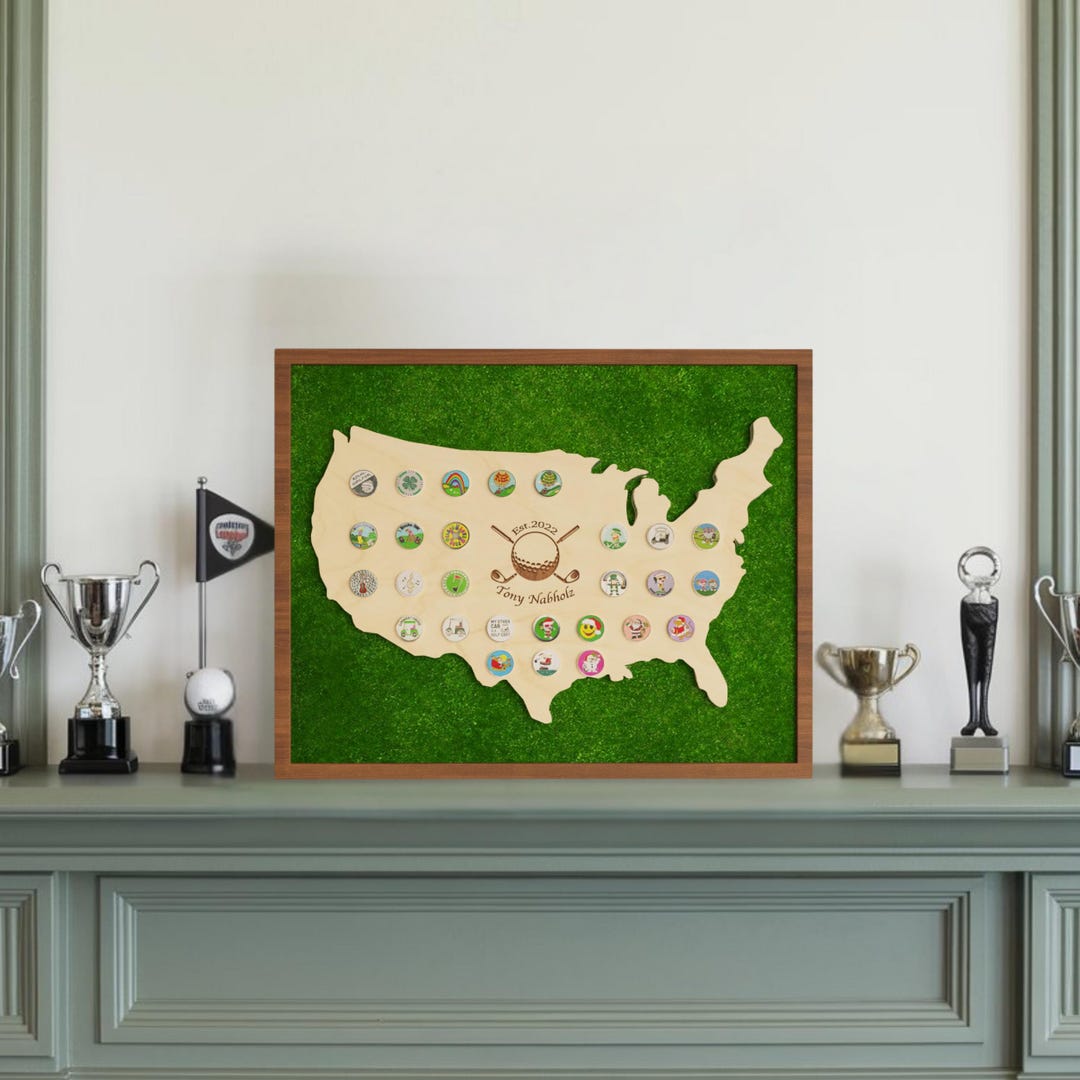 Personalized Golf Ball Marker Display in US Map, Poker Chip and ...