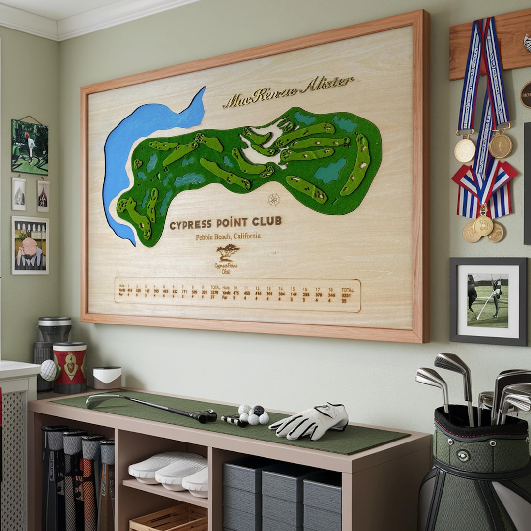 Golf Course Art, Custom Golf Map, Golf Gift, Golf Art, Wooden Golf ...