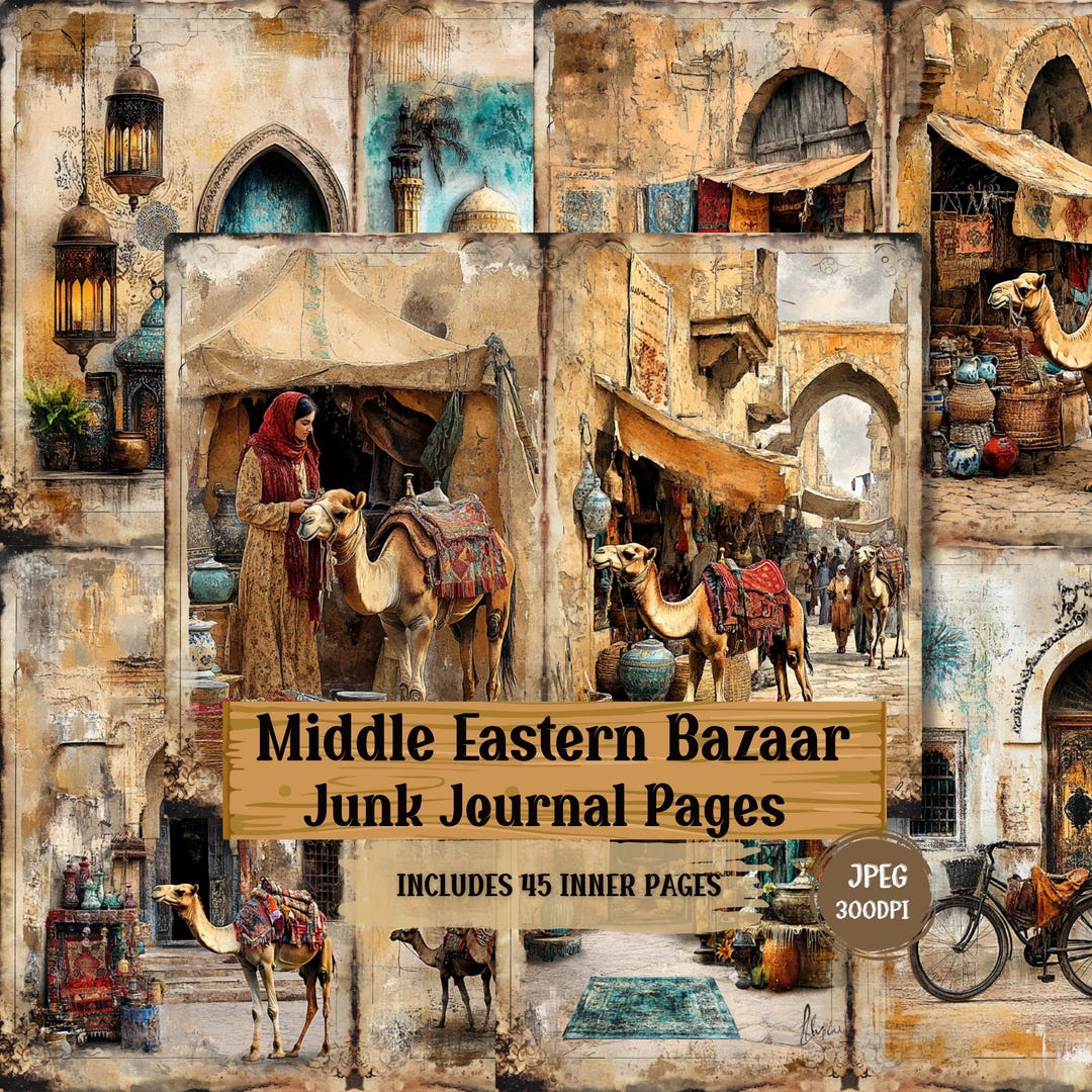 Middle Eastern Bazaar Junk Journal Pages | Vintage Moroccan Ephemera ...