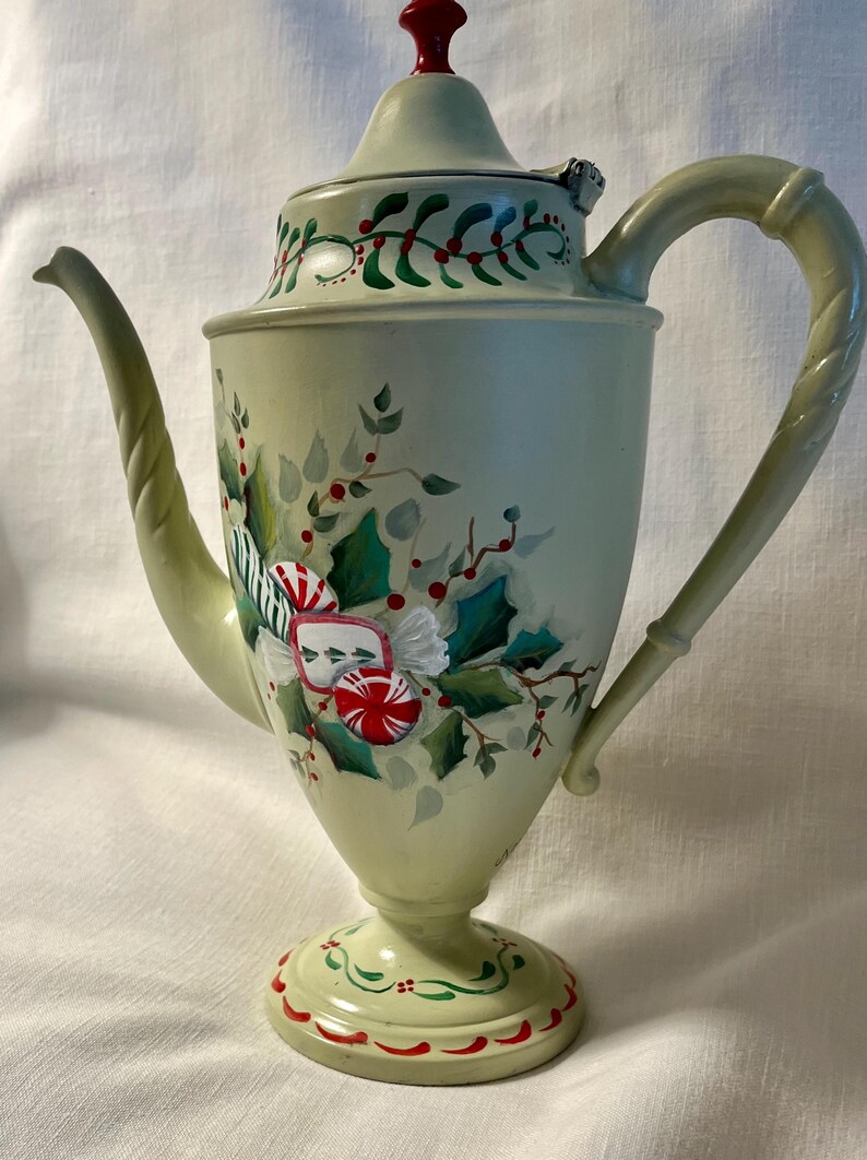 Christmas Candies on Repurposed Coffee Pot Hand Painted - Etsy