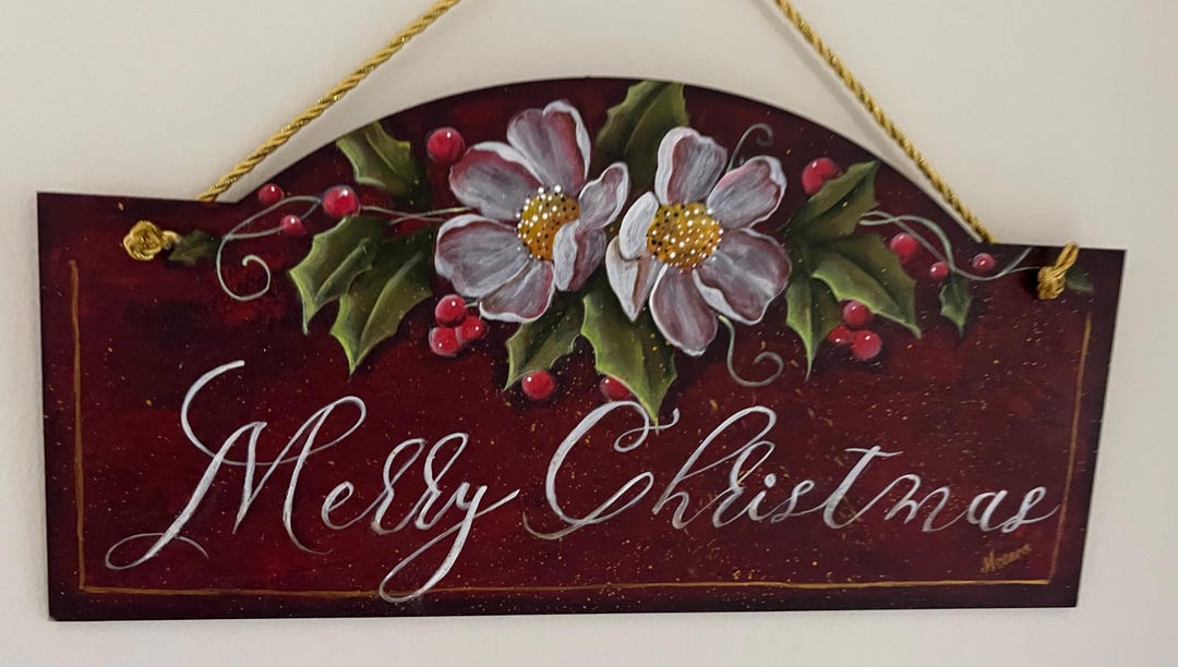 Merry Christmas Hand Painted Arched Sign - Etsy