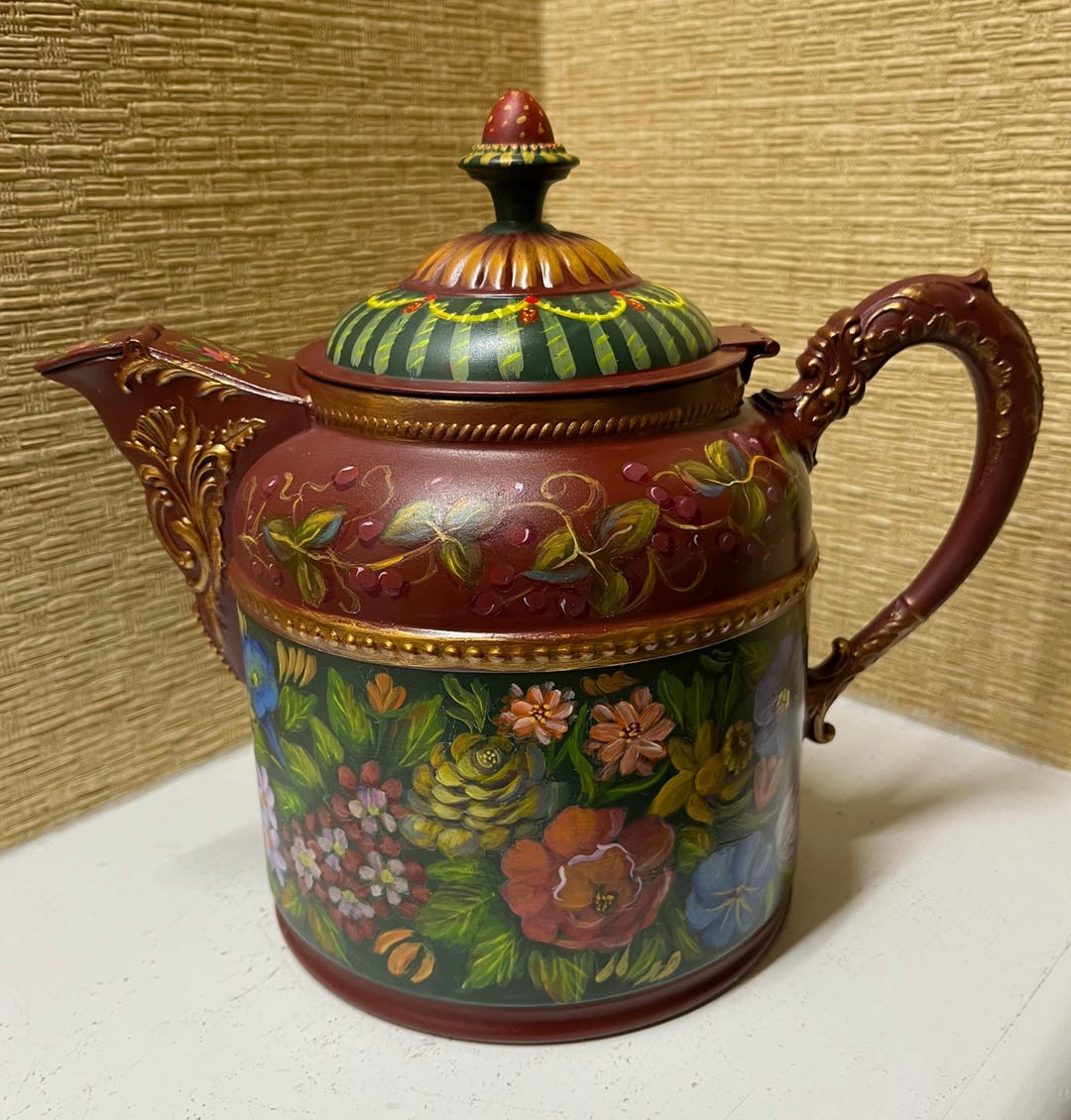 Antique Rochester Tea Pot Hand Painted With Flowers - Etsy