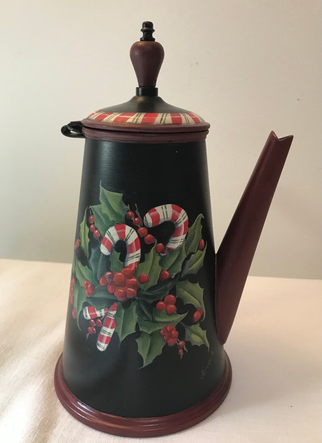 Candy Canes and Holly Repurposed Coffee Pot - Etsy