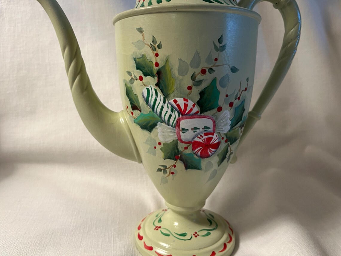 Christmas Candies on Repurposed Coffee Pot Hand Painted - Etsy