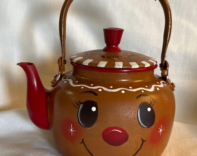 Small Gingerbread Tea Pot Hand Painted Repurposed - Etsy