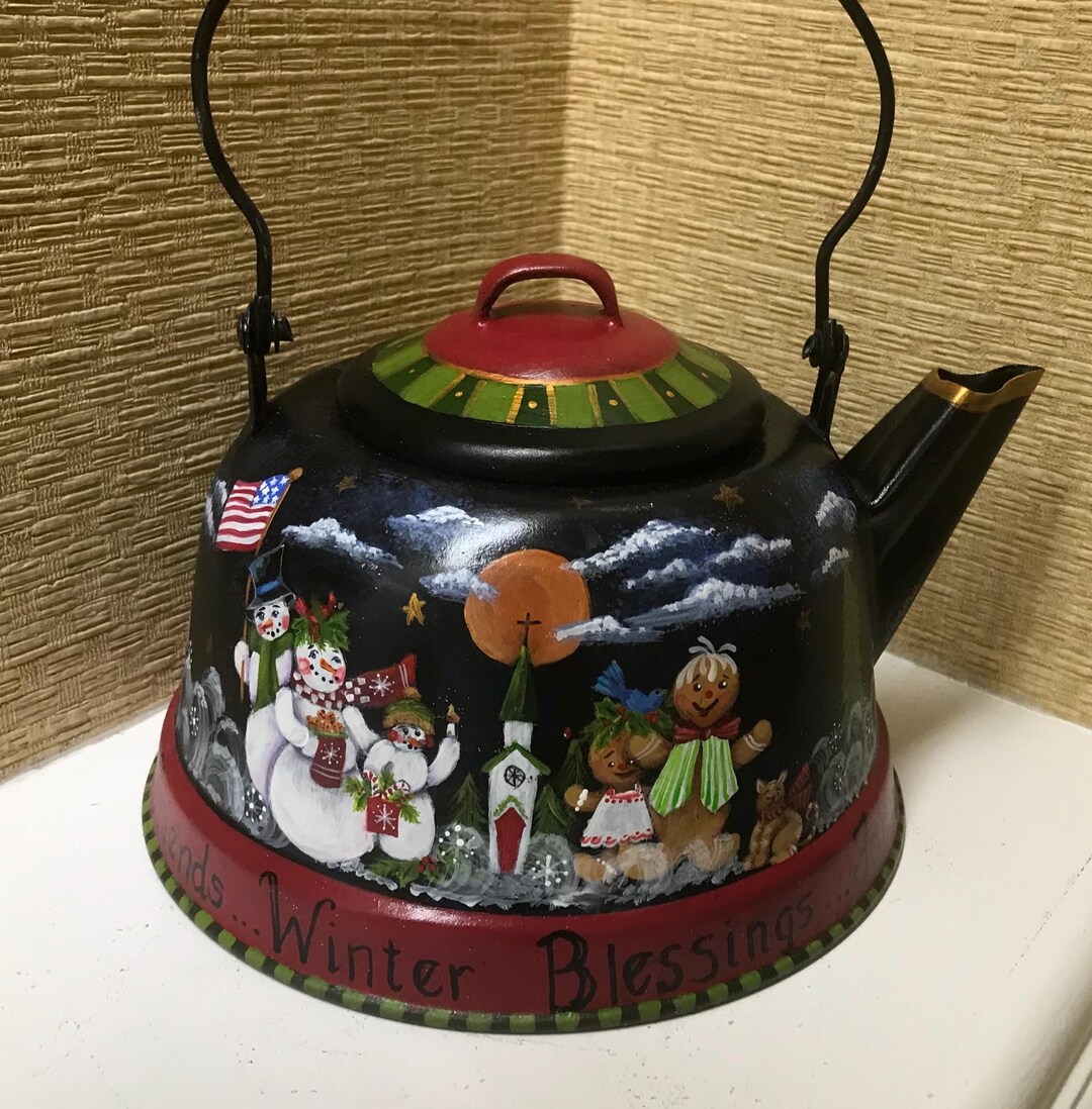 Winter Blessings Hand Painted Repurposed Tea Kettle - Etsy
