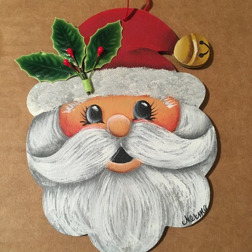Hand Painted Santa Claus and Birds Christmas Ornaments. Cute - Etsy