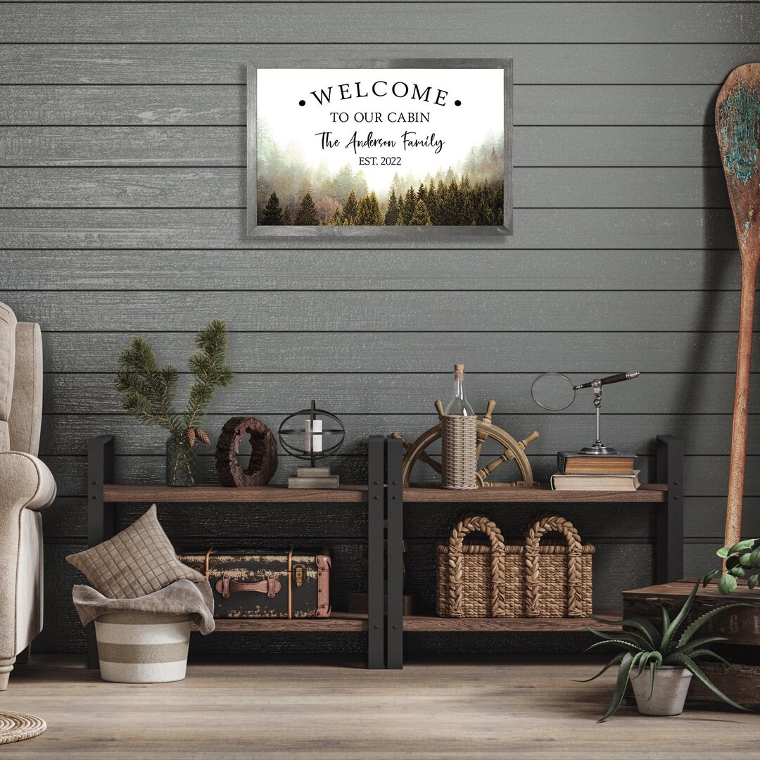 Personalized Sign for Cabin, Welcome to Our Cabin Art, Custom Cabin ...