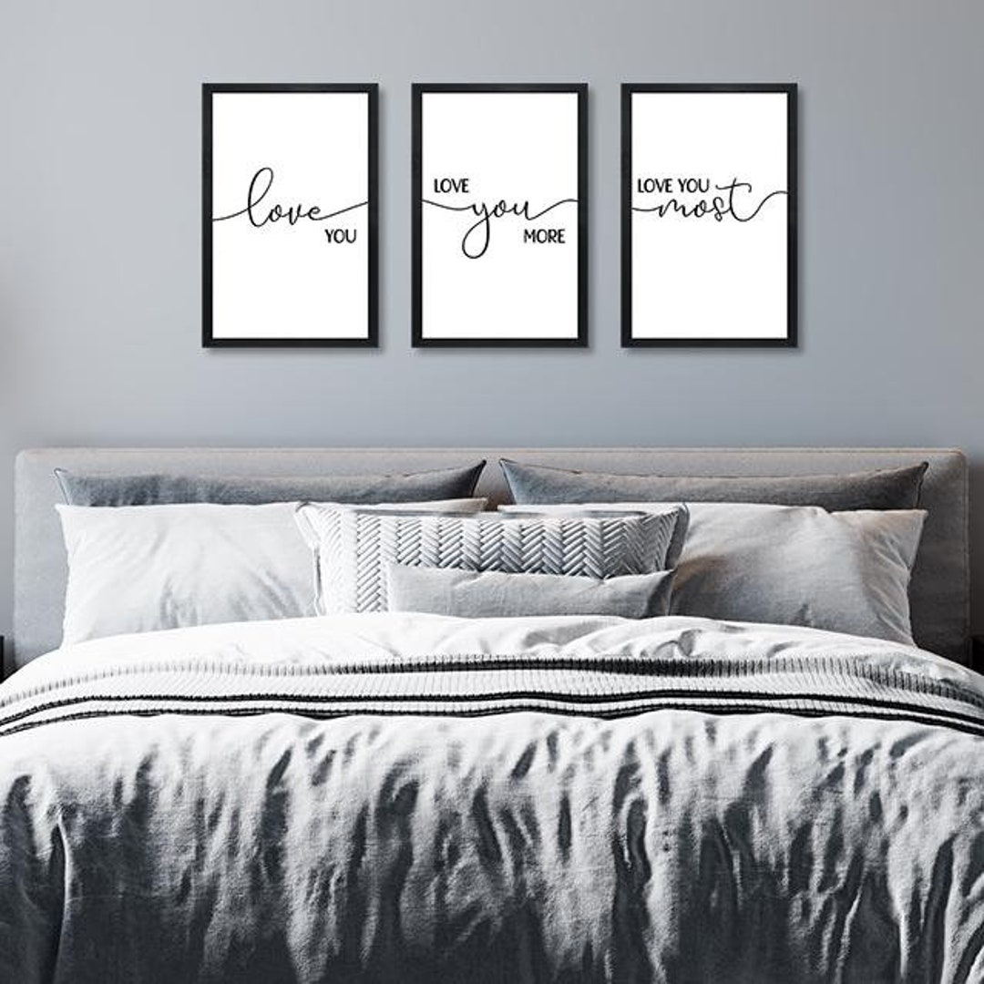 Set of 3 Master Bedroom Prints, I Love You More Sign, Bedroom Wall ...