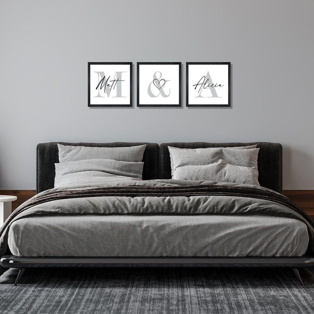 Set of 3 Master Bedroom Sign Above Bed, Couple Name Sign Above Bed ...
