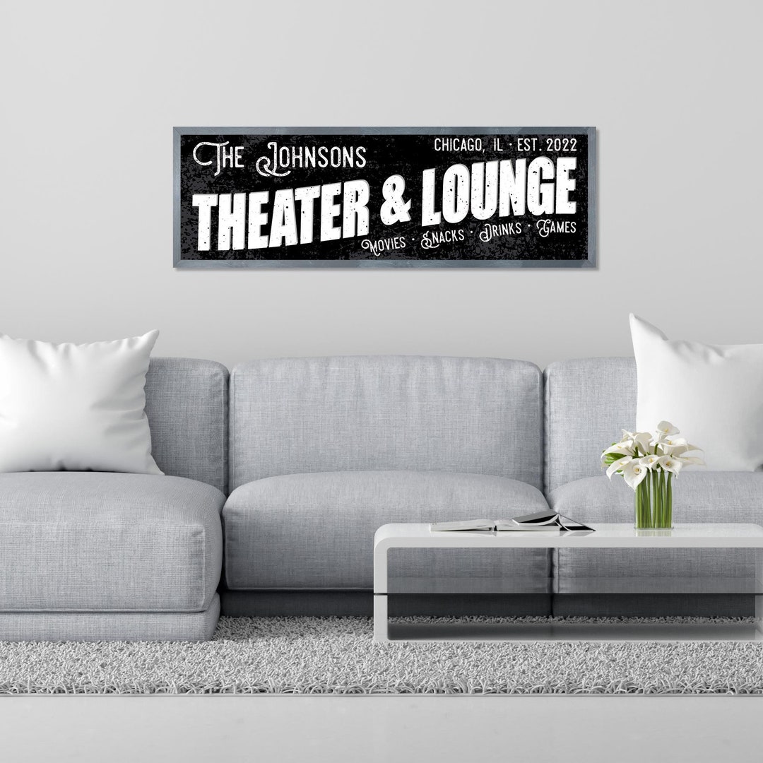 Theater & Lounge Sign, Home Theater Sign, Theater Sign, TV Room Sign ...
