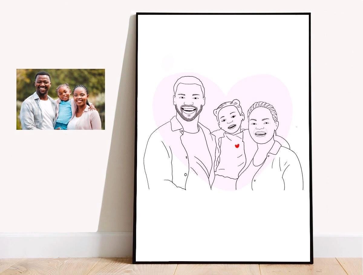 Custom Portraits With Faces | Personalized Couple, Family & Pet ...