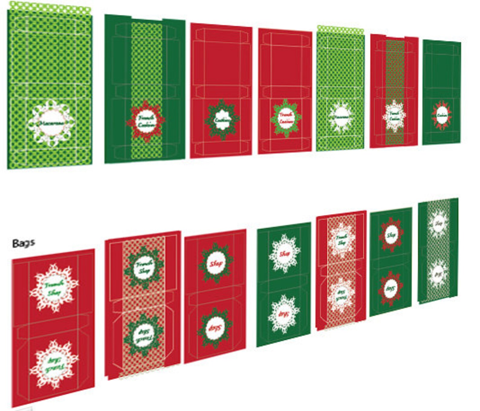Christmas PRINTABLE PDF 7 Printable Boxes and 7 Printable | Etsy