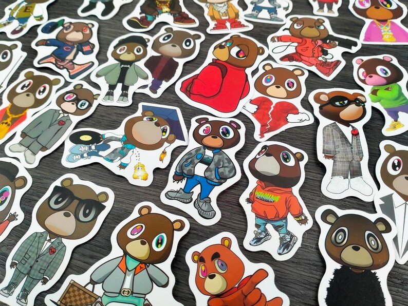 Kanye Graduation Bear Stickers-cartoon Graffiti Stickers-diy Decorative ...