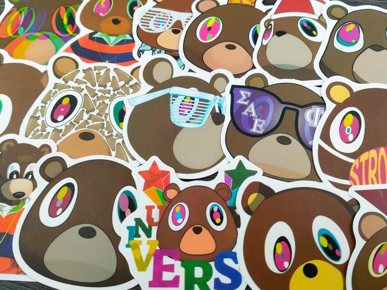 Kanye Graduation Bear Stickers-cartoon Graffiti Stickers-diy Decorative ...