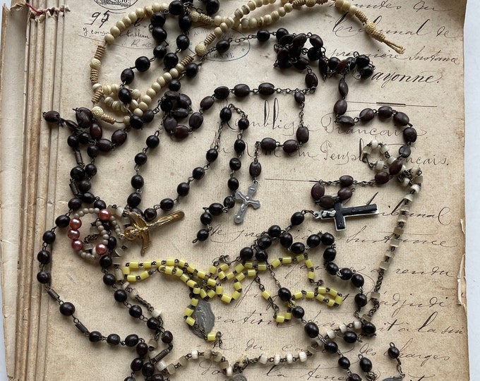 Vintage Rosary Religious Medals Broken Repurpose Parts Crucifix With ...