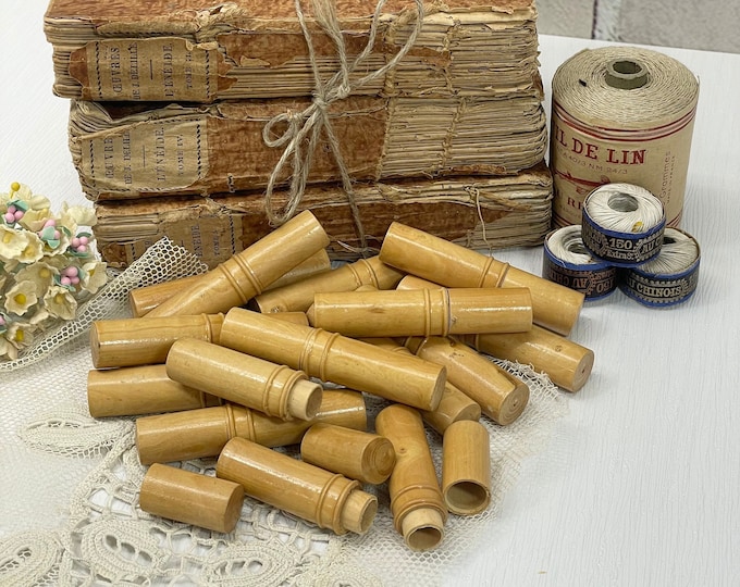 Vintage Needle Cases 3 Wooden Needle Tube Holder Sewing Supplies French ...