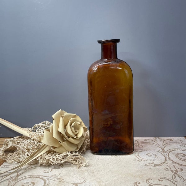 Antique Brown Glass Bottle - Etsy