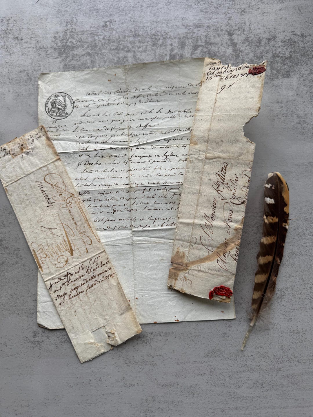 Antique Handwritten Papers, 1800's Calligraphy, Seals, Ephemera for ...