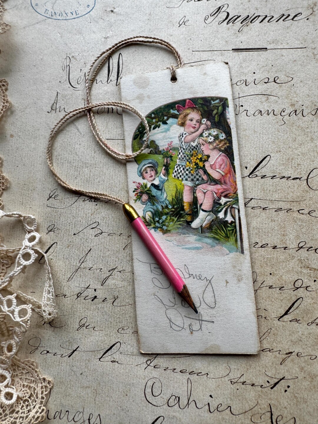 Antique Illustrated Tally Card With String Pencil- Early 1900's - Etsy