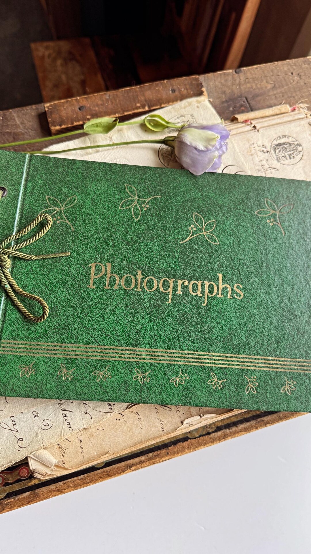 Vintage Green Photo Album, Empty Scrapbook Keepsake, Mid Century ...