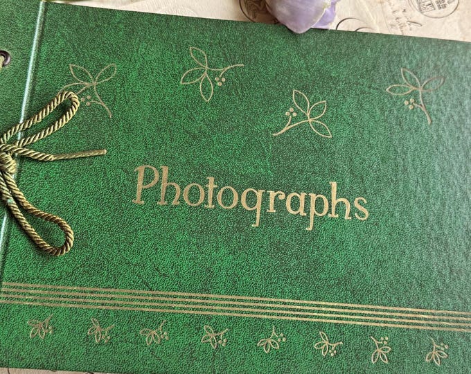 Vintage Green Photo Album, Empty Scrapbook Keepsake, Mid Century ...