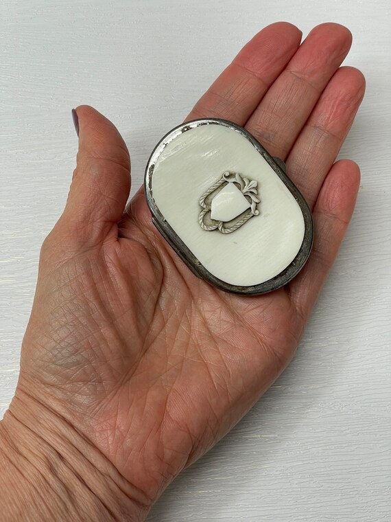 Antique French Case- Celluloid Pill Box- Hinged Snuff… - Gem