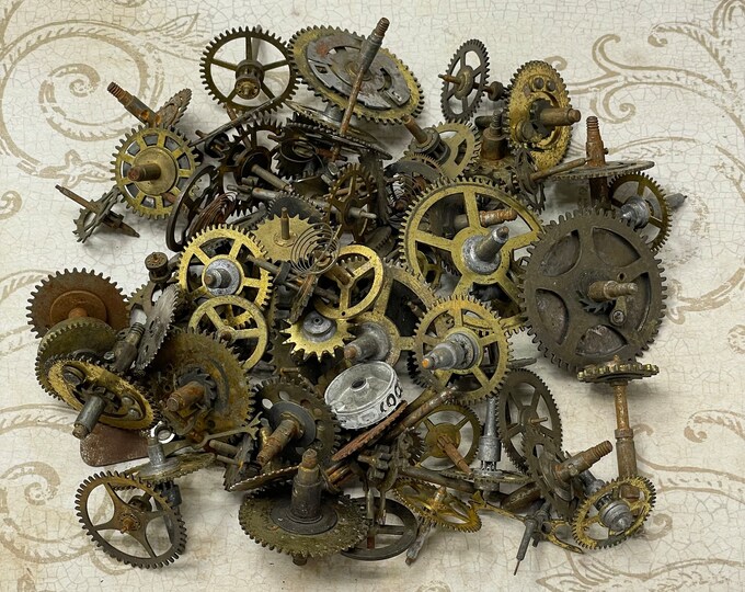 Vintage Clock Parts Gears Cogs Clock Repair Steampunk Altered Art Mixed ...